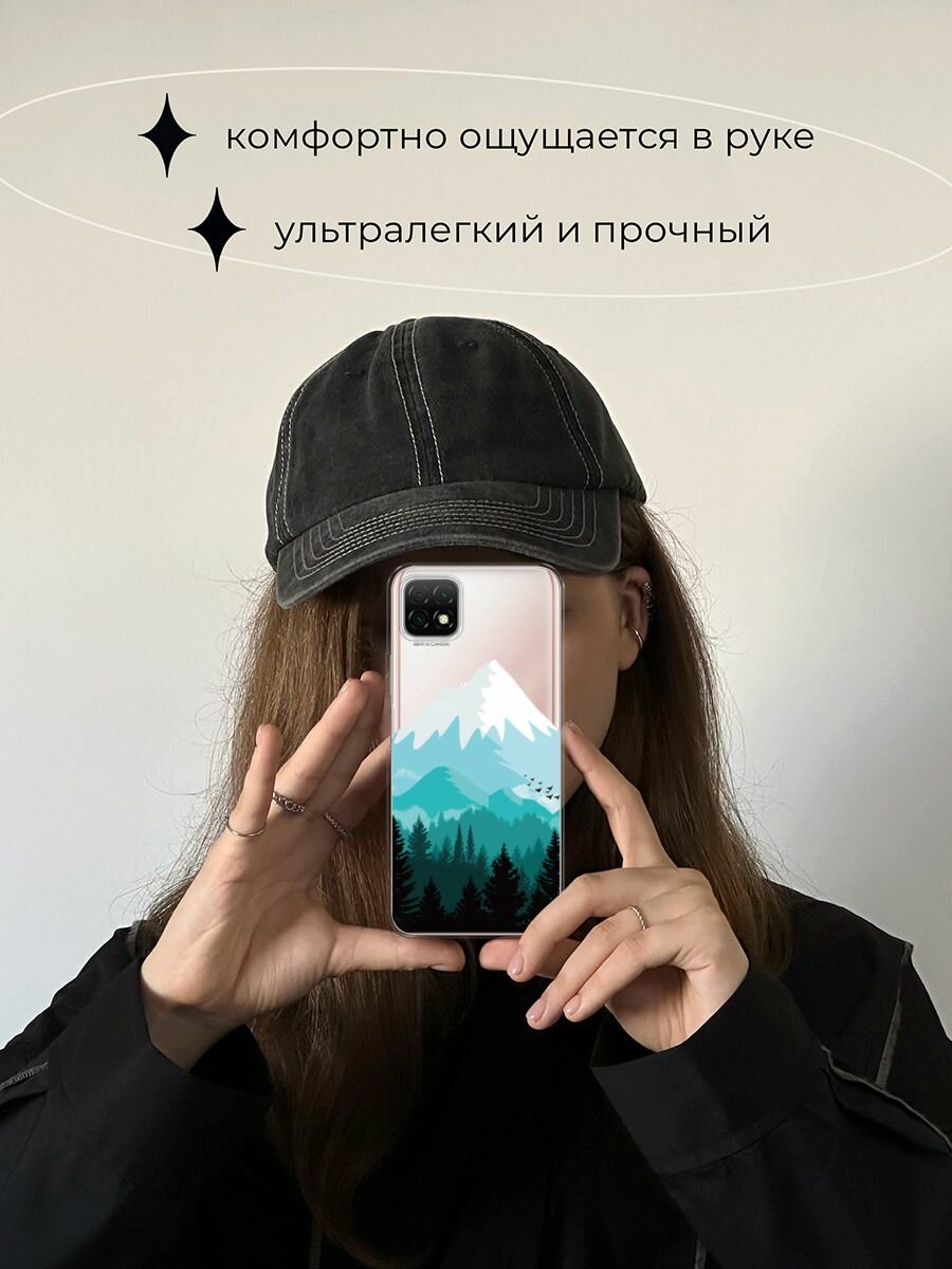 Чехол на Wiko T3 / Вико Т3 с принтом "Синяя снежная гора", прозрачный — фото 1