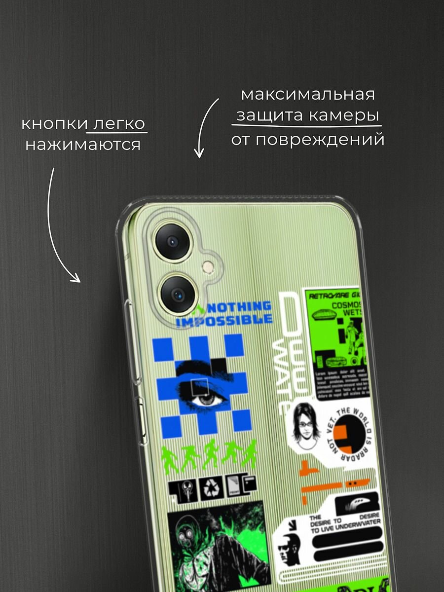 Чехол на Samsung Galaxy A06 / Самсунг Галакси А06 с принтом "Nothing impossible", прозрачный — фото 1