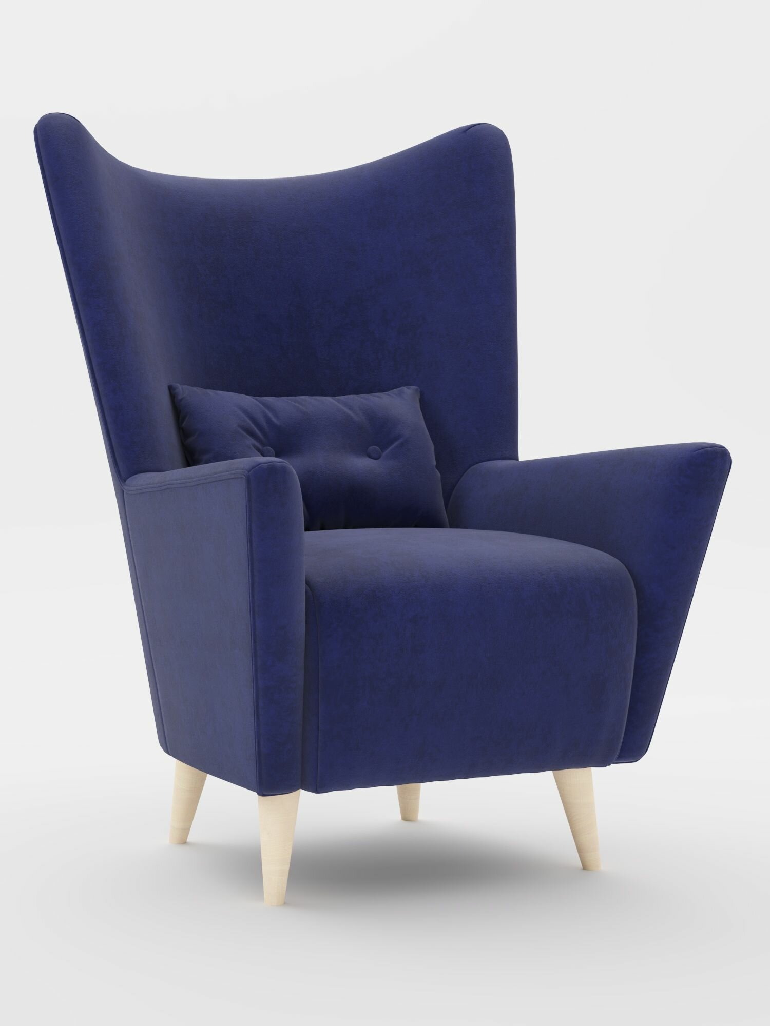 Кресло мягкое для дома, отдыха в гостиной Грейс от W&B, премиум велюр темно-синий