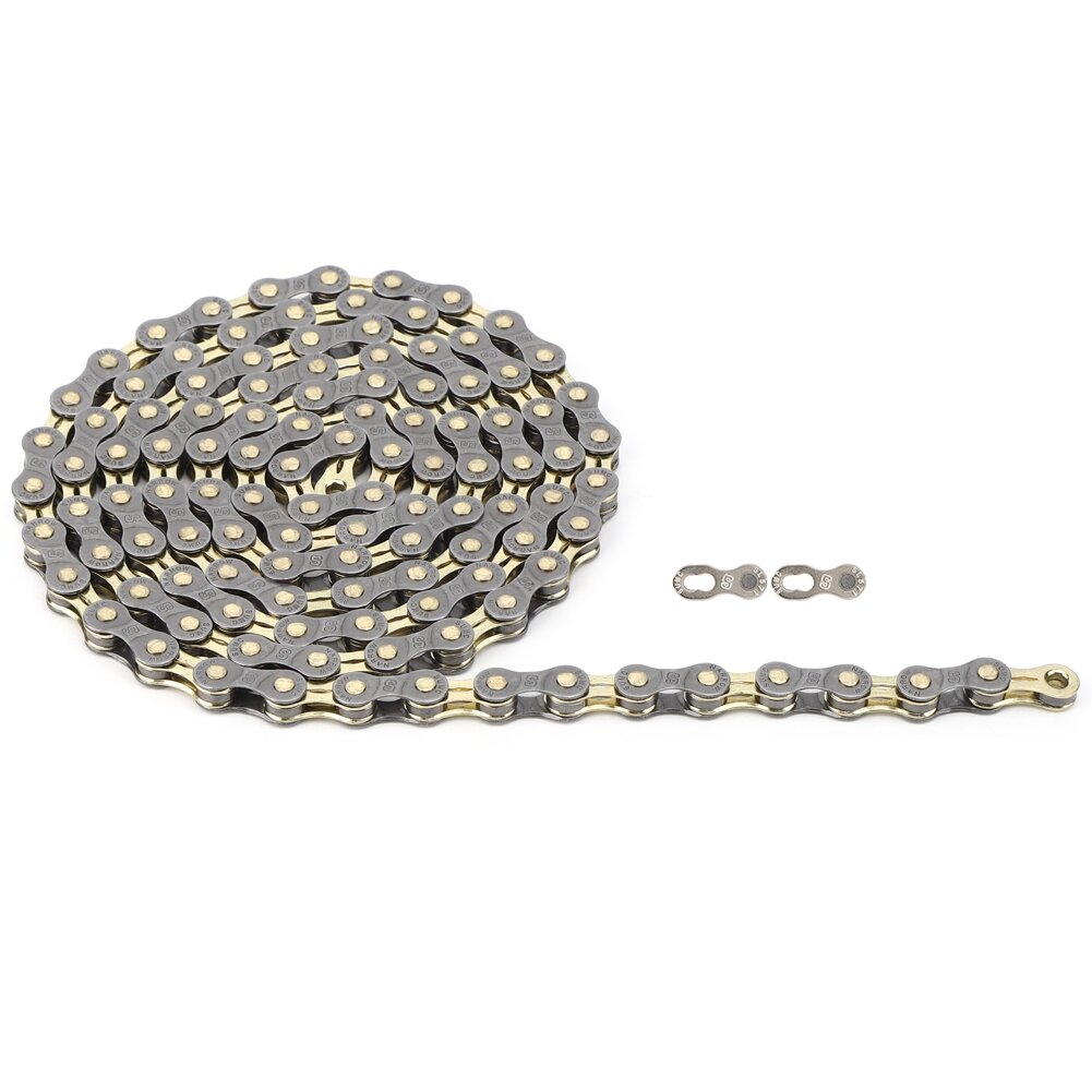 Прецизионная конструкция из алюминиевого сплава, полуполая цепь для горного/шоссейного/складного велосипеда, аксессуары для велоспорта, 8 скоростей, серо-золотой