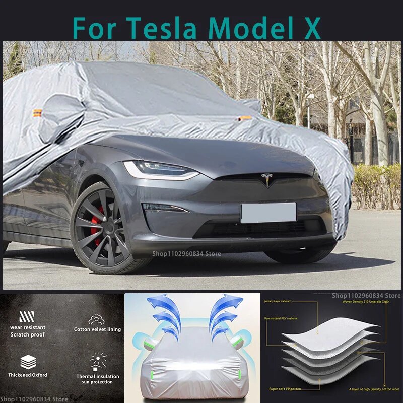 Полноразмерные автомобильные чехлы для Tesla Model X 210T, уличная Защита от солнца, УФ-лучей, пыли, дождя, снега, защита от града, автомобильный чехол