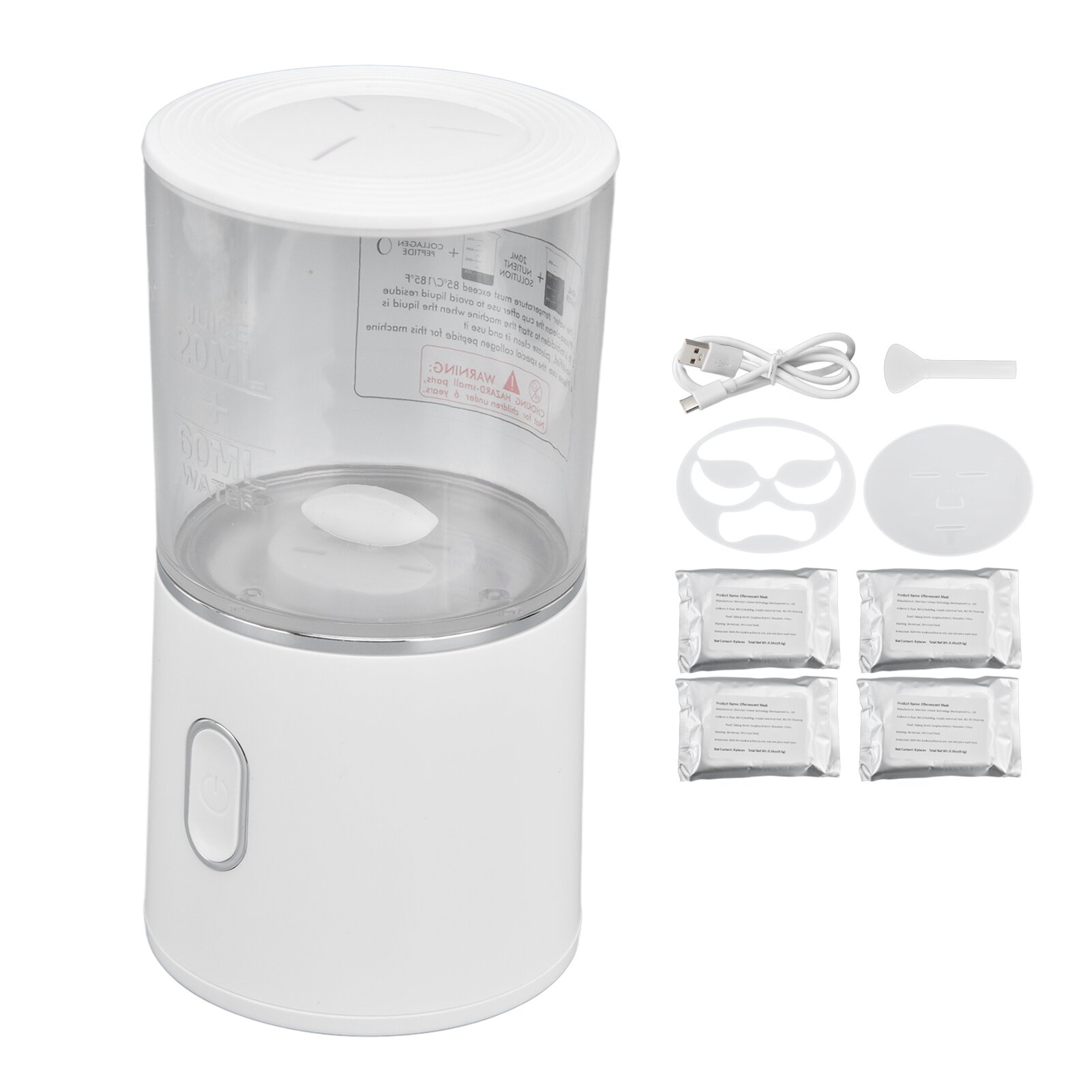 Машина для лица с масками DIY, водонепроницаемая IPX5, белая, с формой для масок и литиевым аккумулятором