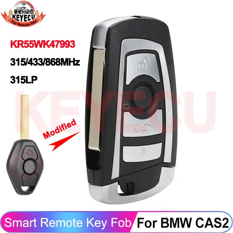 Умный Ключ-брелок KEYECU CAS2 ID46 PCF7953 315/434/868 МГц Для BMW E60 E63 E64 E87 X5 1 3 5 6 315MHz