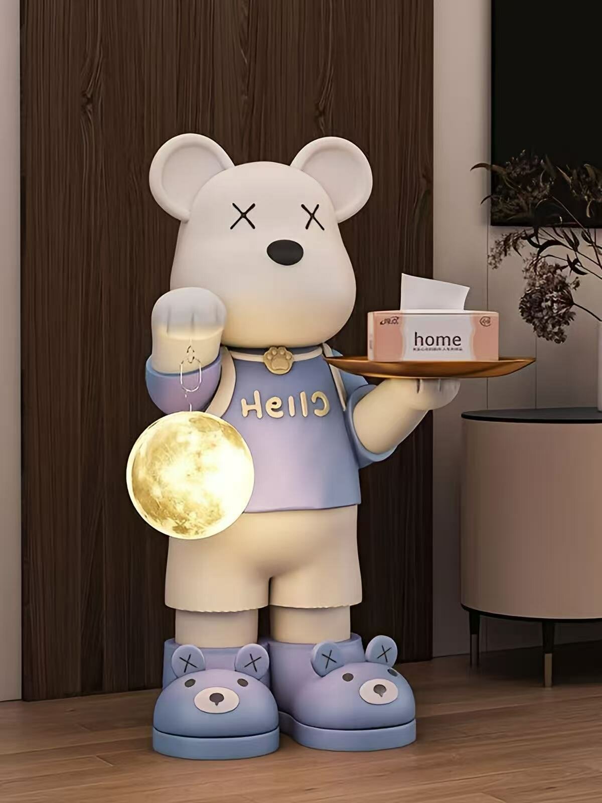 Журнальный столик Creative light luxury violent bear, лунная лампа, металлический поднос, сумка для хранения