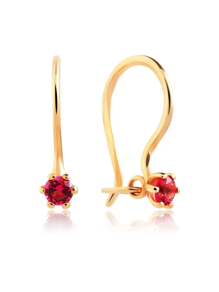 Серьги, серебро, 925 проба, золочение, фианит