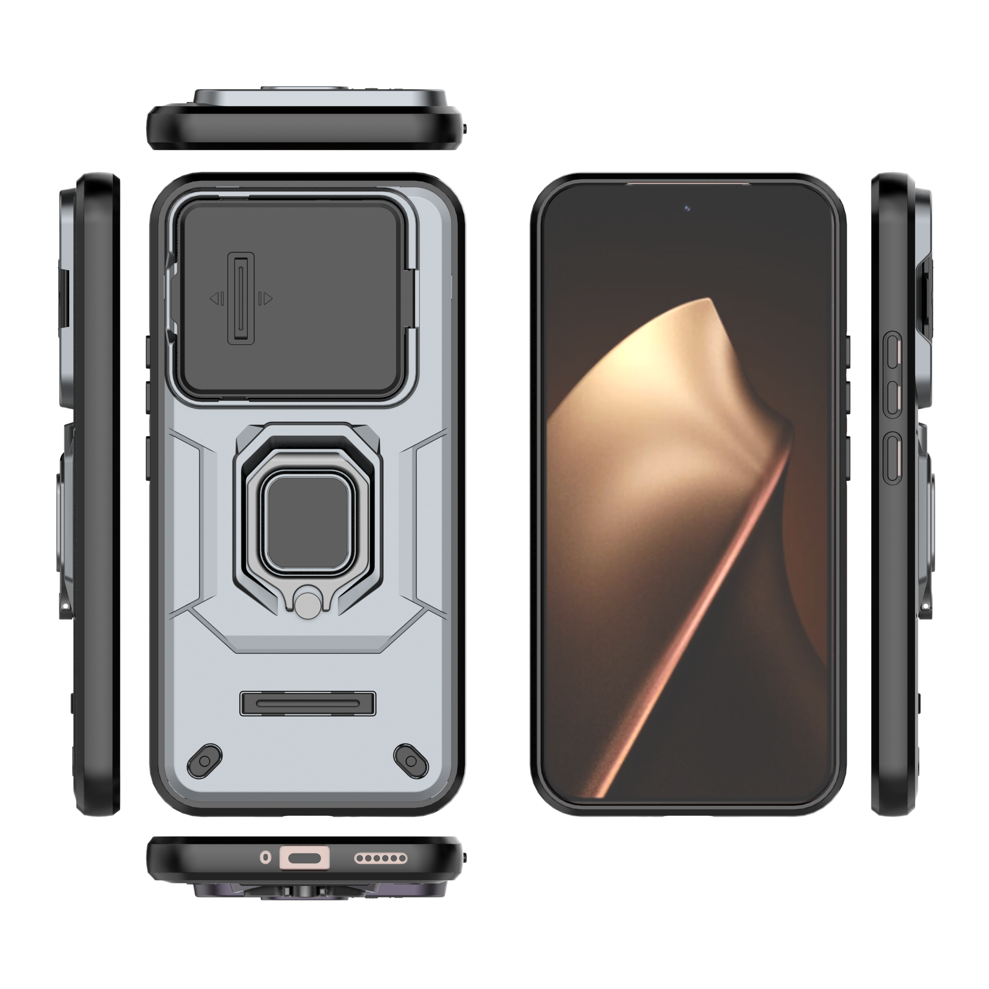 Чехол для Xiaomi 15T Pro/Сяоми 15T Про, soft touch, чехол-кардиомонитор, поликарбонат (PC), защита камеры, ударопрочный, встроенная подставка, усиленные углы, Xiaomi, Xiaomi 15T Pro, gray,