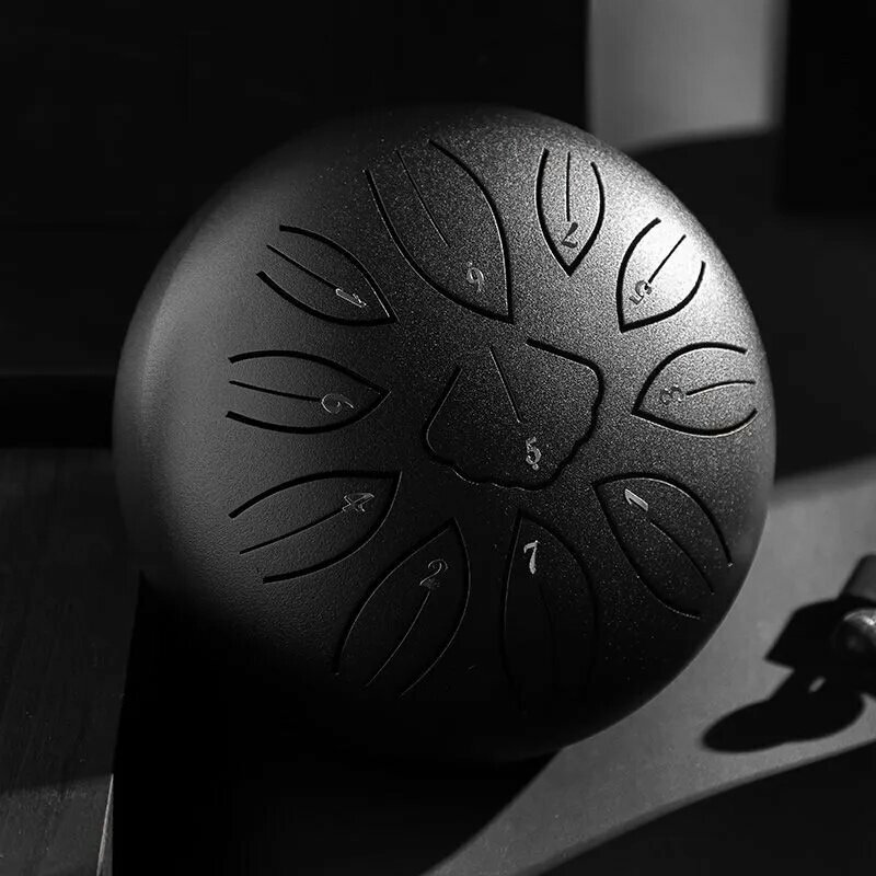 CICADANCE Глюкофон барабан , черный 11 лепестков 16 см , Tongue Drum с сумкой для хранения