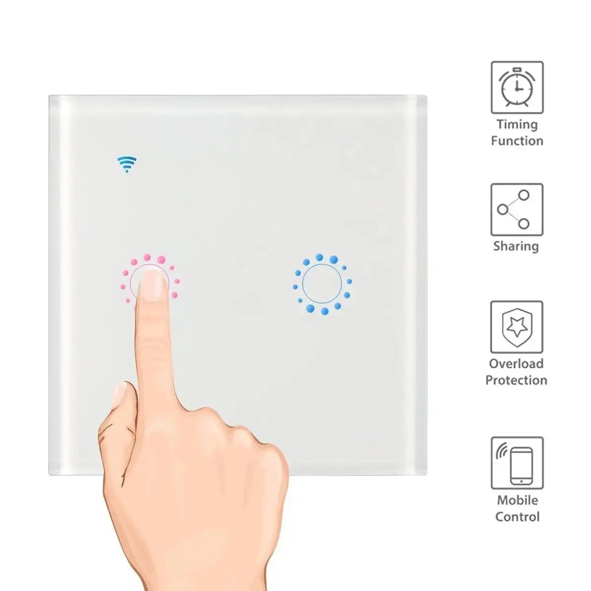 Умный выключатель света Tuya Ewelink ABS+tempered glass