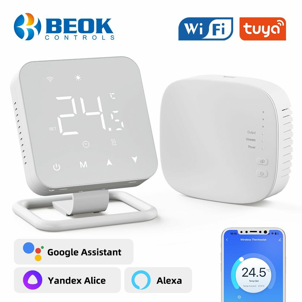 Beok Беспроводной термостат, BOT-R3X-WIFI, терморегулятор управление котлом, wifi и Алиса, tuya и умная жизнь ,3A
