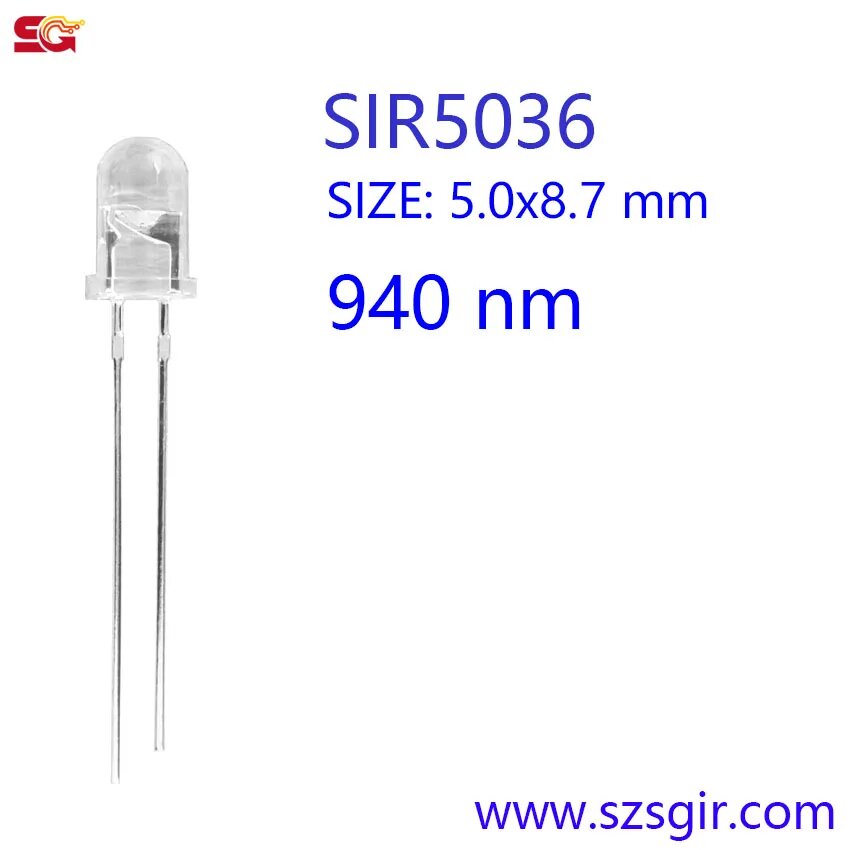 20 шт, 940 нм, 5 мм инфракрасный светодиод, SIR5036, ИК светодиод, инфракрасный излучающий диод