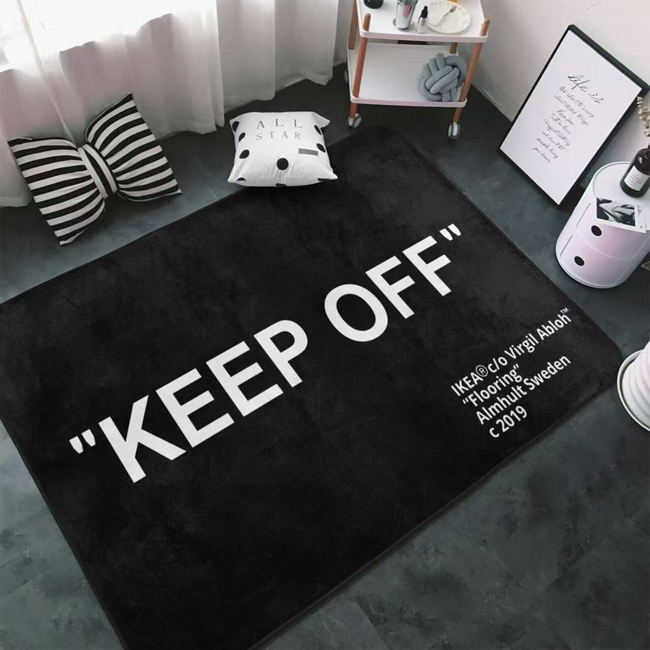 YTENGZ KEEP OFF Белый Черный Пушистый Ковер, 40*60cm , Черный