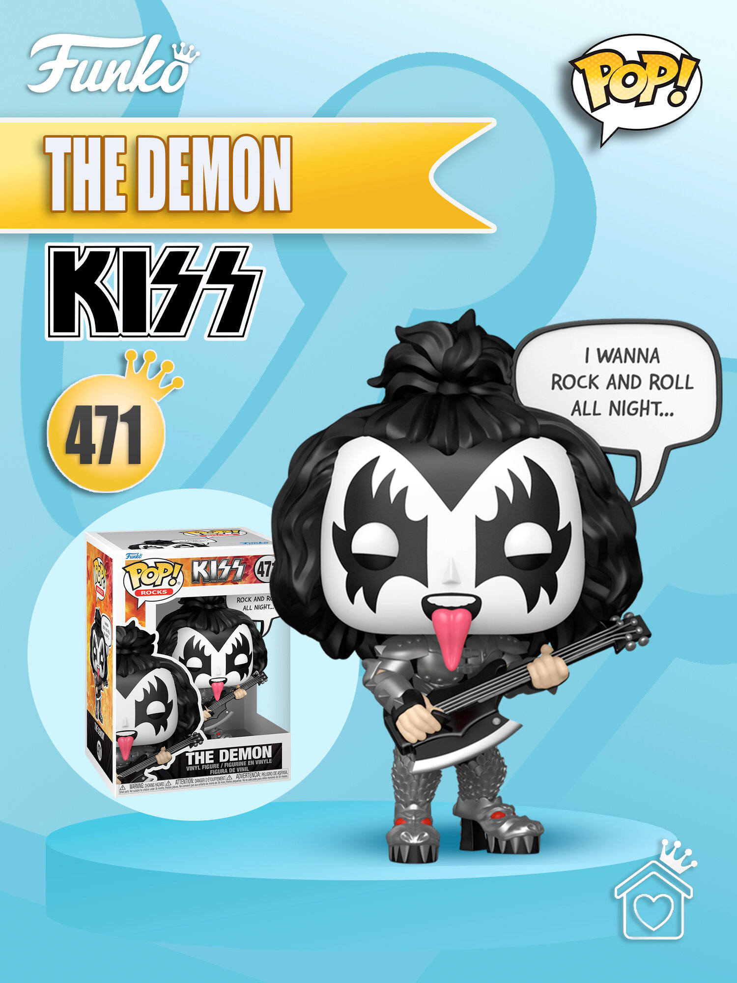 Фигурка Funko Pop! The Demon 471 Kiss Джин Симмонс Демон из группы Кисс