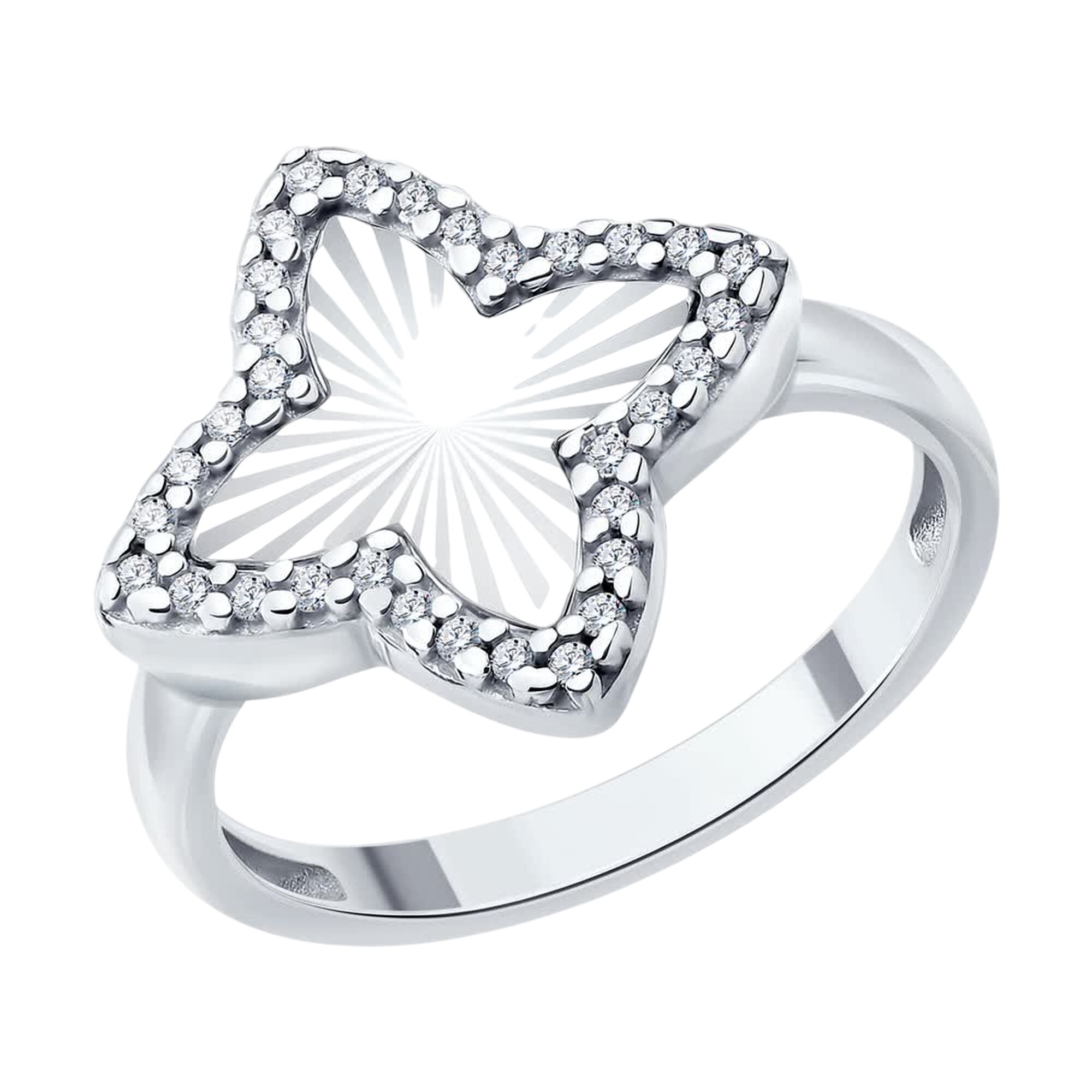 Кольцо Diamant online, серебро, 925 проба, родирование, фианит