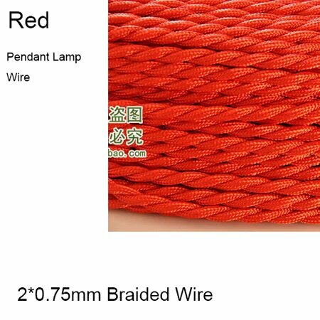 Винтажный тканевый провод 0,75 мм² медный 5/10/20/50 м Red, 30m