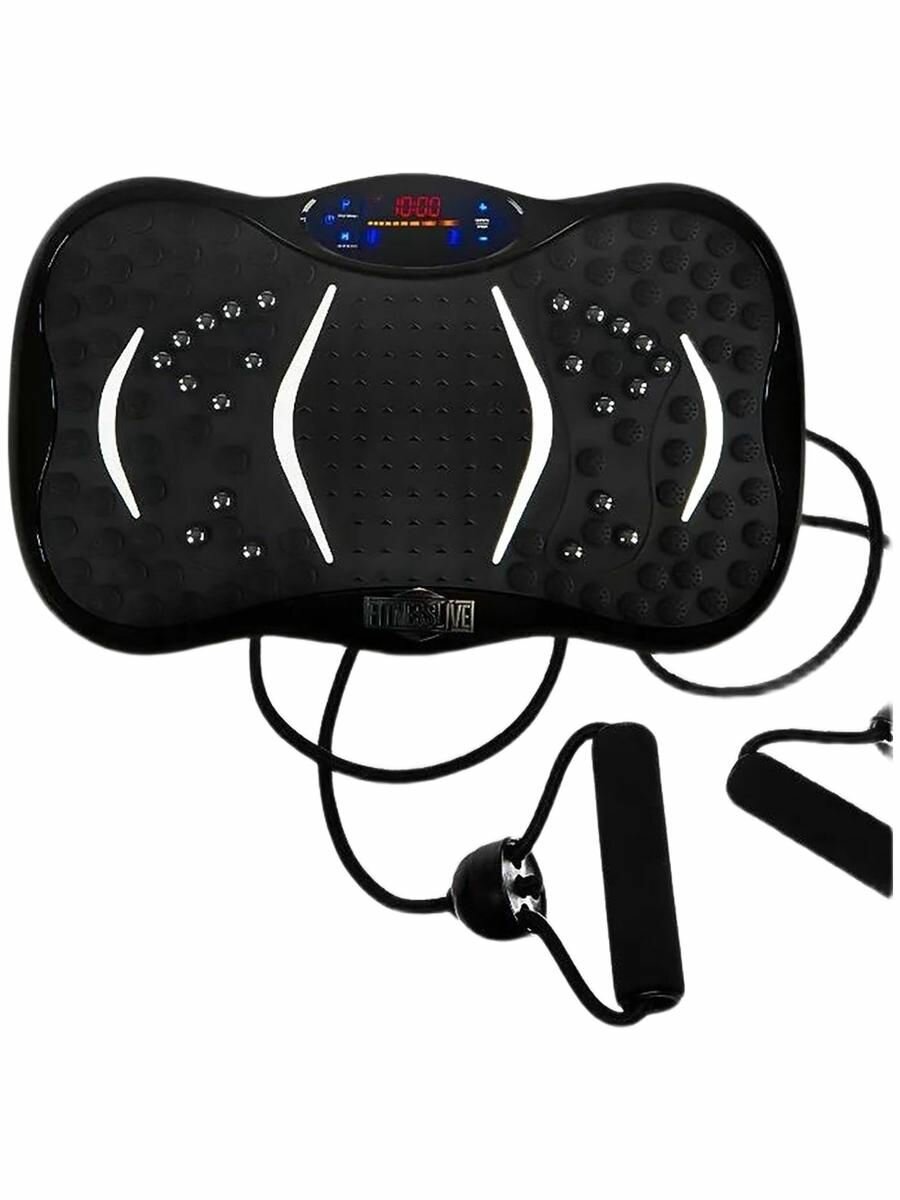 Виброплатформа для похудения Fitnesslive с эспандерами и Bluetooth модель 101 цвет черный