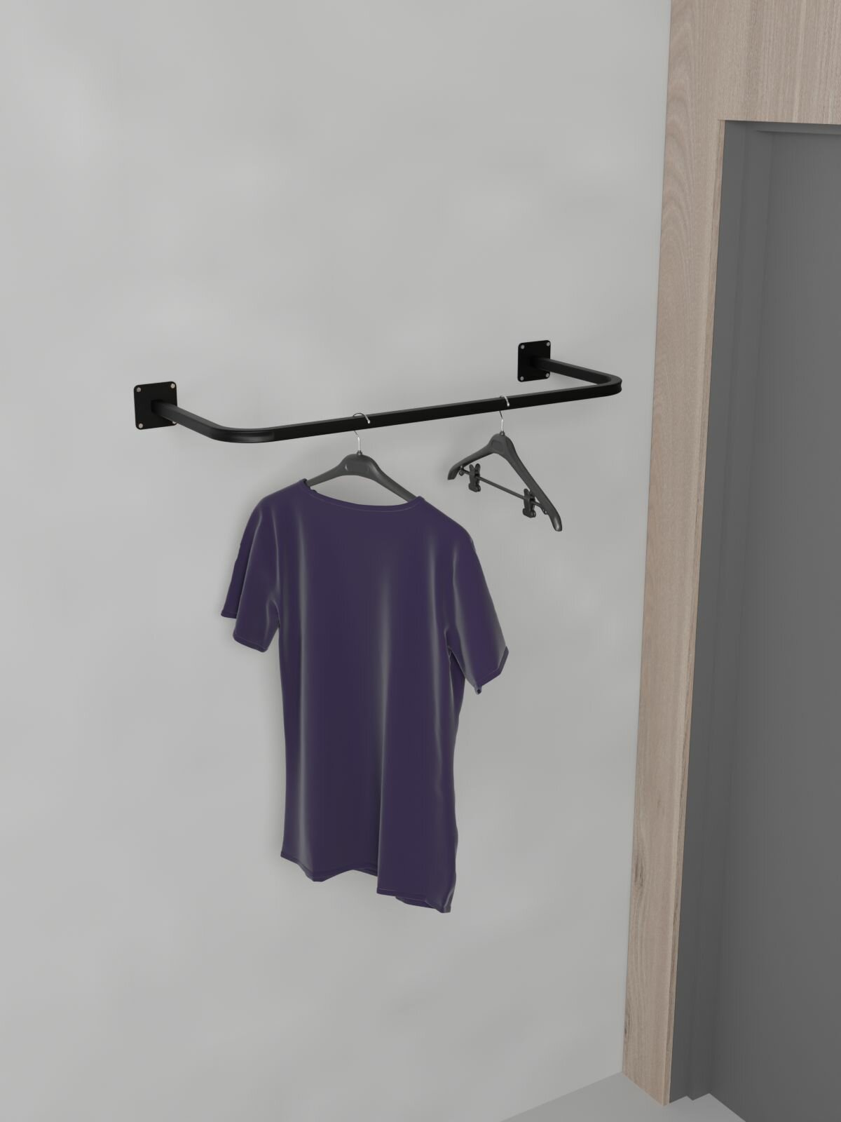 Вешалка рейл штанга для одежды настенная в прихожую металл лофт (глубина 28 см) длина 75 см