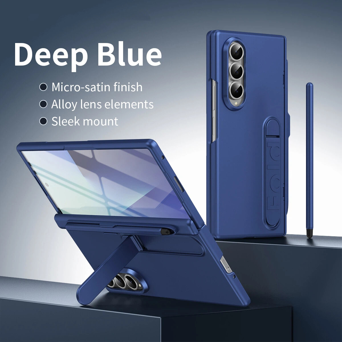 Чехол для Samsung Galaxy Z Fold3/Samsung Z Fold3/Самсунг Галакси З Фолд3, soft touch, чехол-кардиомонитор, поликарбонат (PC), защита камеры, ударопрочный, встроенная подставка, усиленные углы, Samsung,