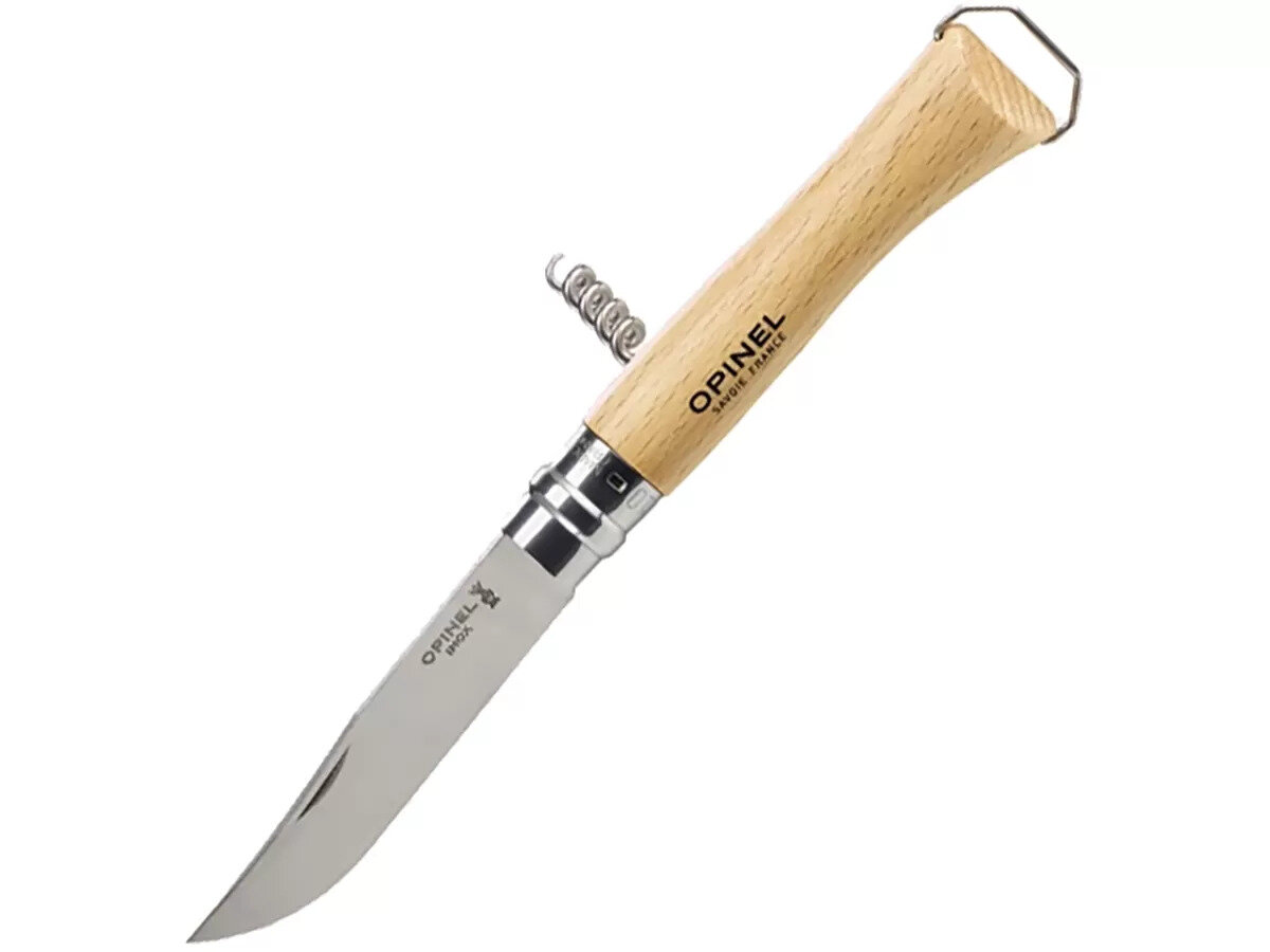Нож Складной Opinel Corkscrew 10 New, Со Штопором, Нержавеющая Сталь, Бук