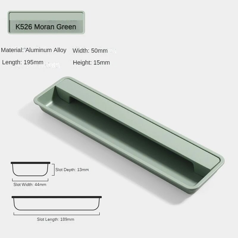 Ручка для шкафа Moran Green, 195mm, алюминий