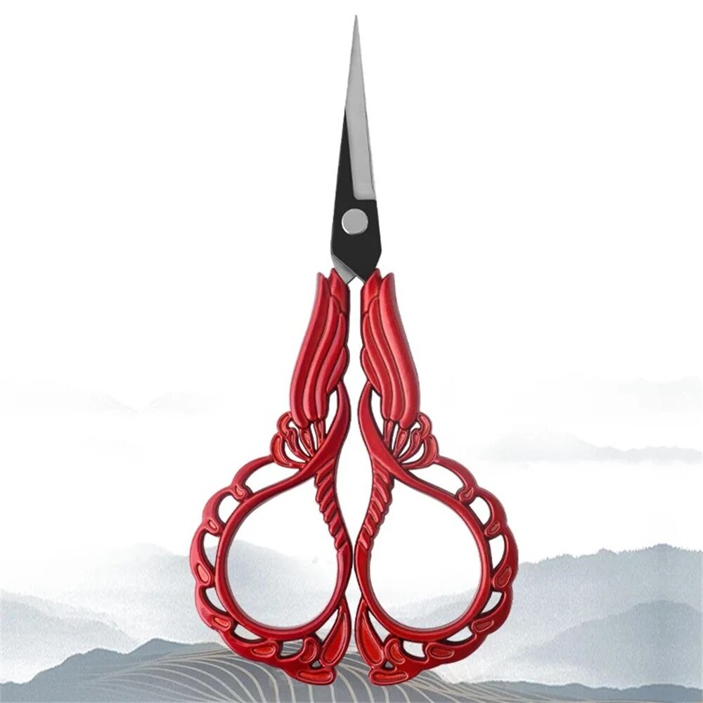 Красные ножницы с цветочным узором, JH Scissors-Red