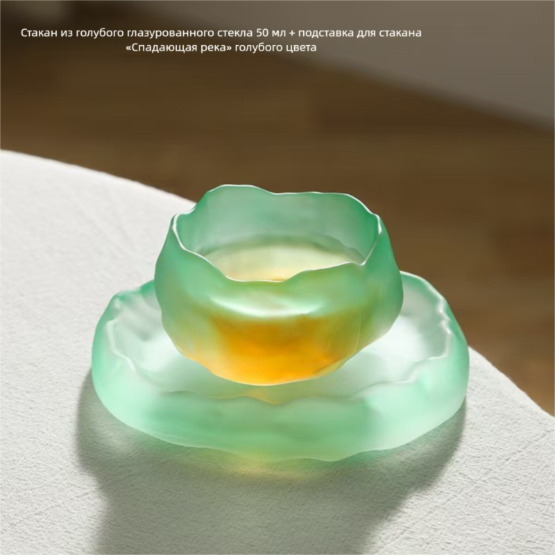 Чашка для чая "Первый снег", японский стиль, хрусталь, ручная выдувка