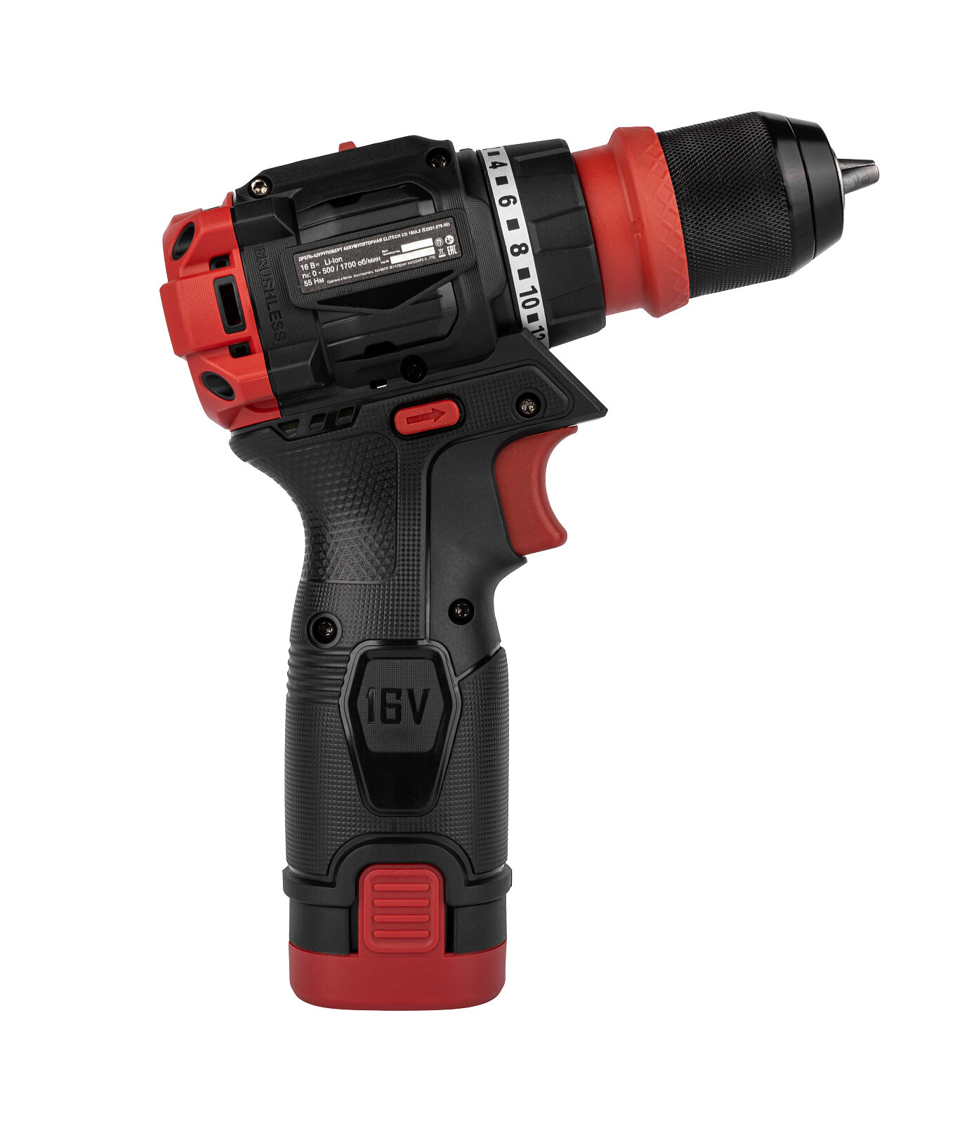 Дрель аккумуляторная м/ф со съемным патроном Elitech HD CD 16UL2 (E2201.078.02) с насадками