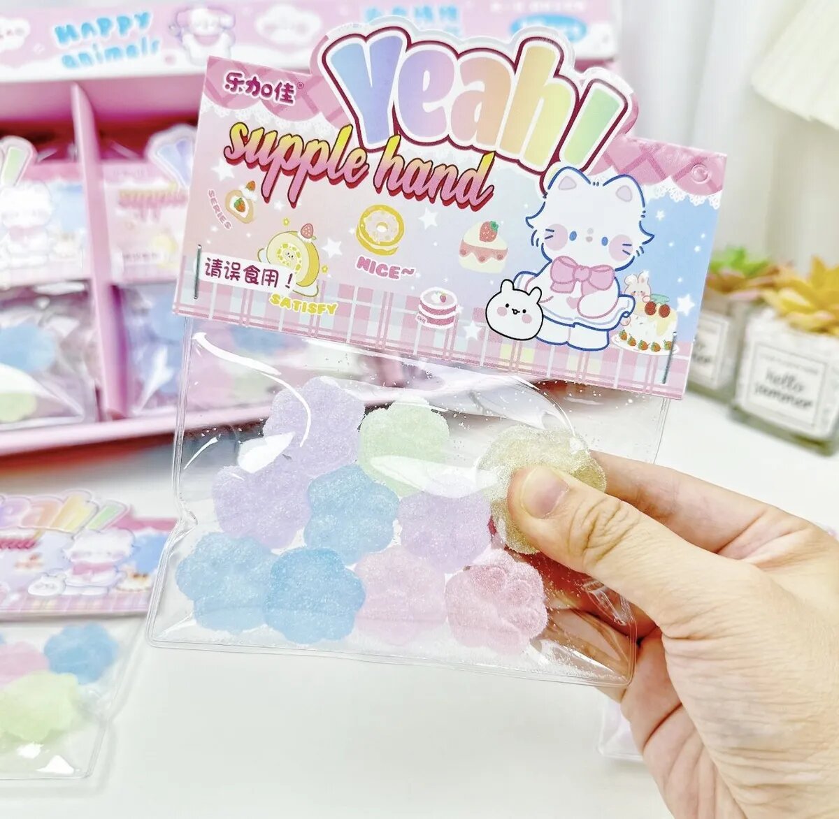 Антистресс таба сквиш мини лапка котика набор 10 шт