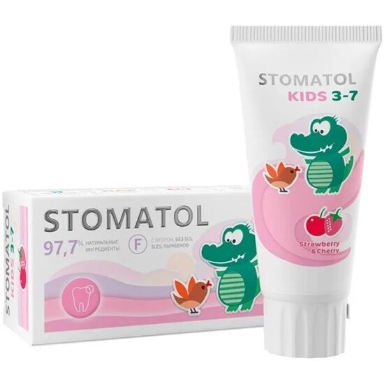 Детская зубная паста Stomatol 3-7 лет Strawberry&Cherry 50 г