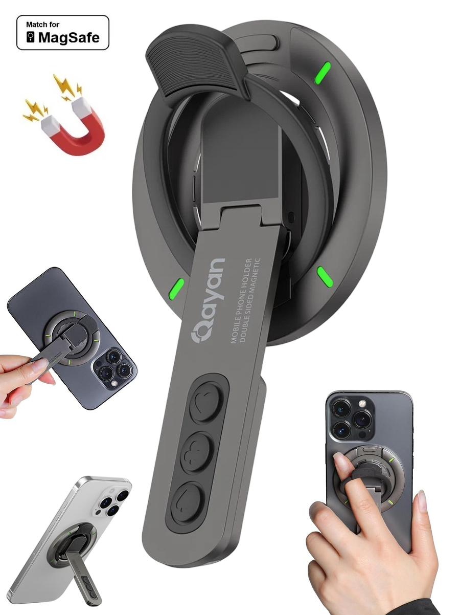 Двусторонний магнитный держатель Магсейф с подставкой и силиконовым кольцом, антистресс, цинковый сплав