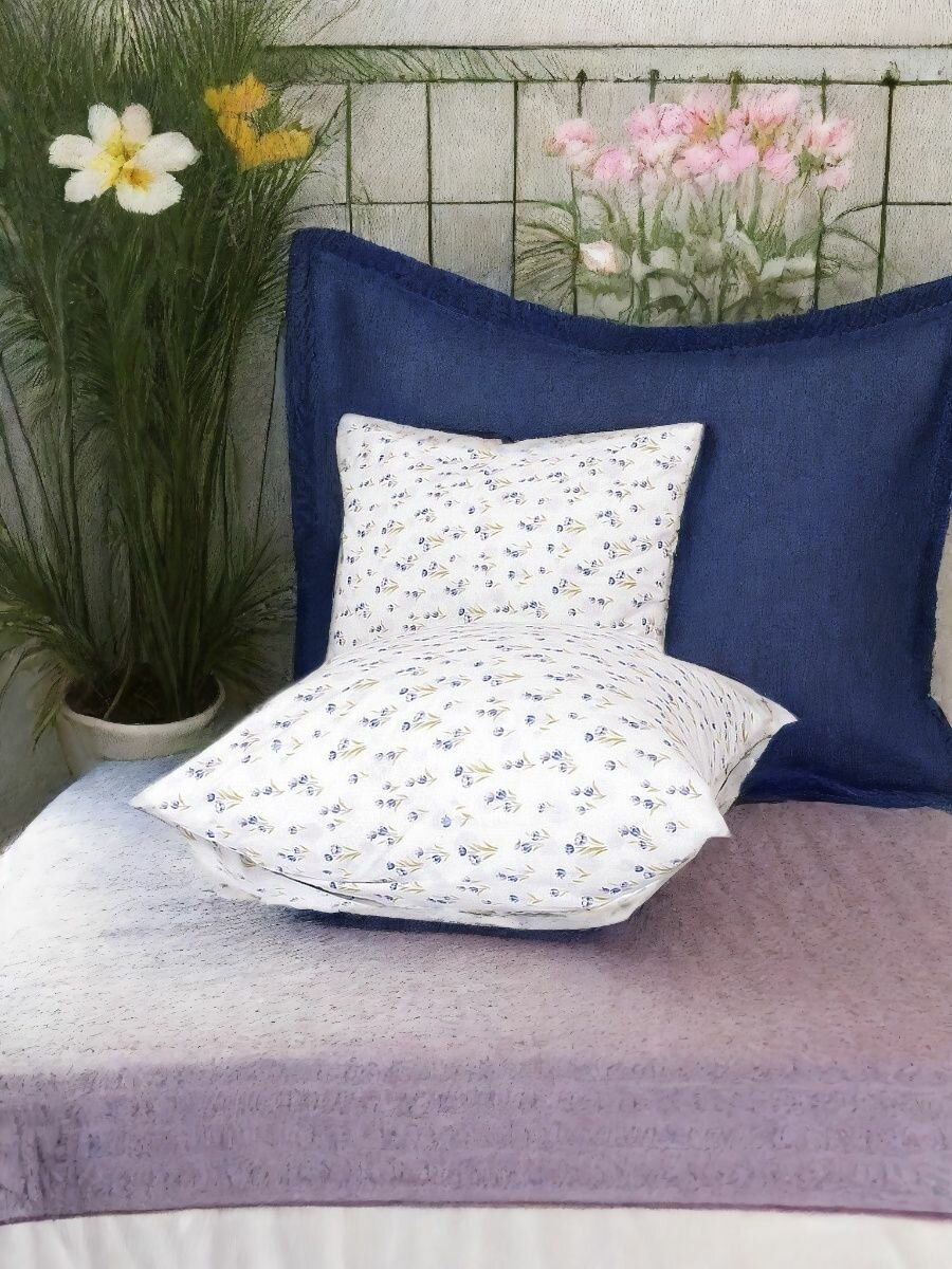 Комплект наволочек Alice Textile: "Цветы (синие)" - 70х70, 2 шт, Поплин, 100% Хлопок