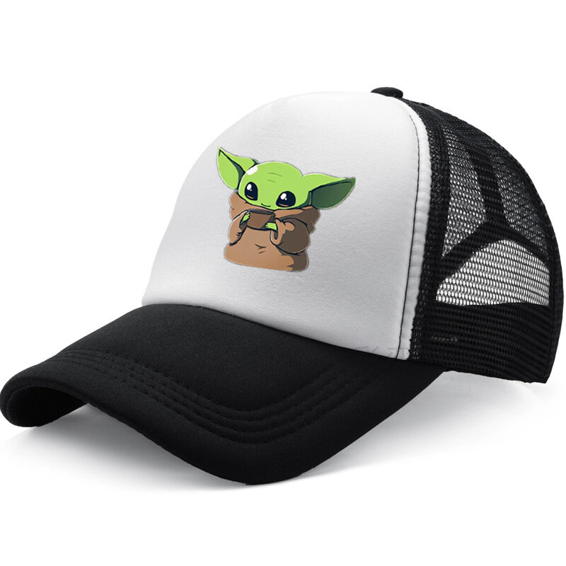 Трансграничная новая детская кепка Йода, анимационная сетчатая кепка с периферией, спортивная дышащая милая бейсболка, фуражка