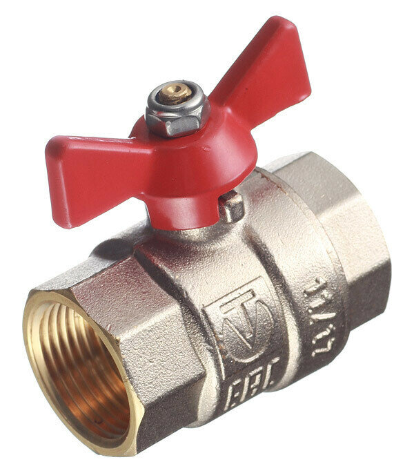 Кран шаровой латунный Valtec Base 3/4 ВРг х 3/4 ВРг бабочка прямой VT.217. N.05