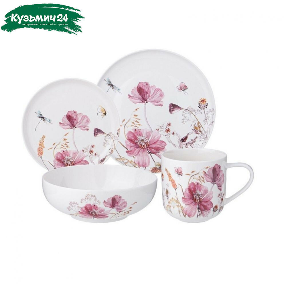 Сервиз столовый Lefard, Flowers фарфор 16 предметов на 4 персоны 577-202