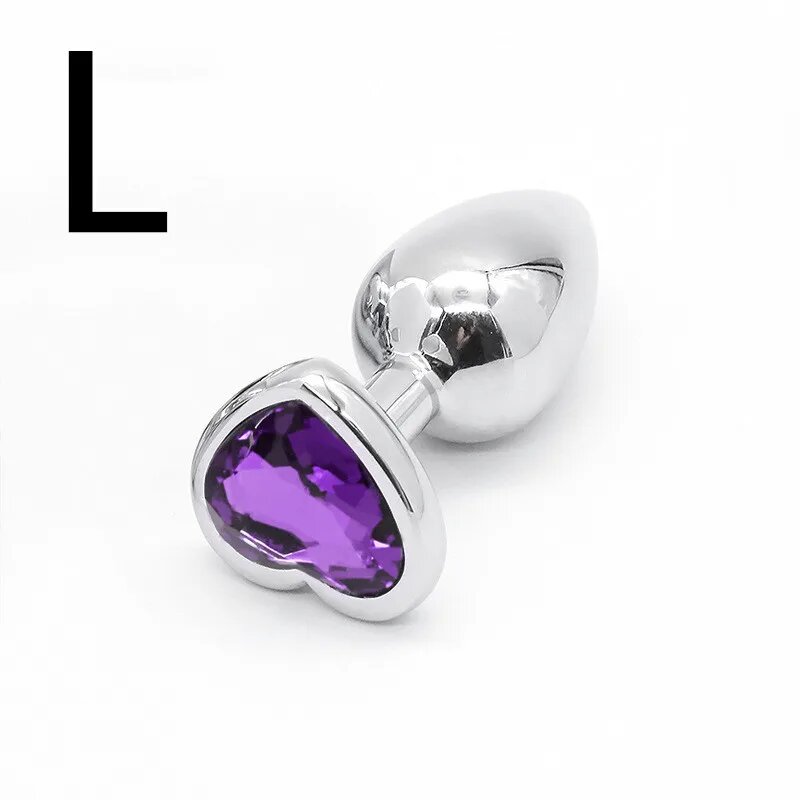 Металлическая Анальная пробка в форме сердца, секс-игрушки, анальная пробка из Deep Purple-L