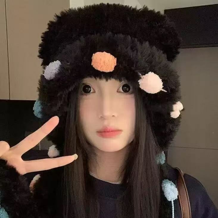 Милая женская шапка Lei Feng с милыми пушистыми медвежьими ушками в японском стиле, осенне-зимняя теплая шапка с ярким ремешком для защиты ушей