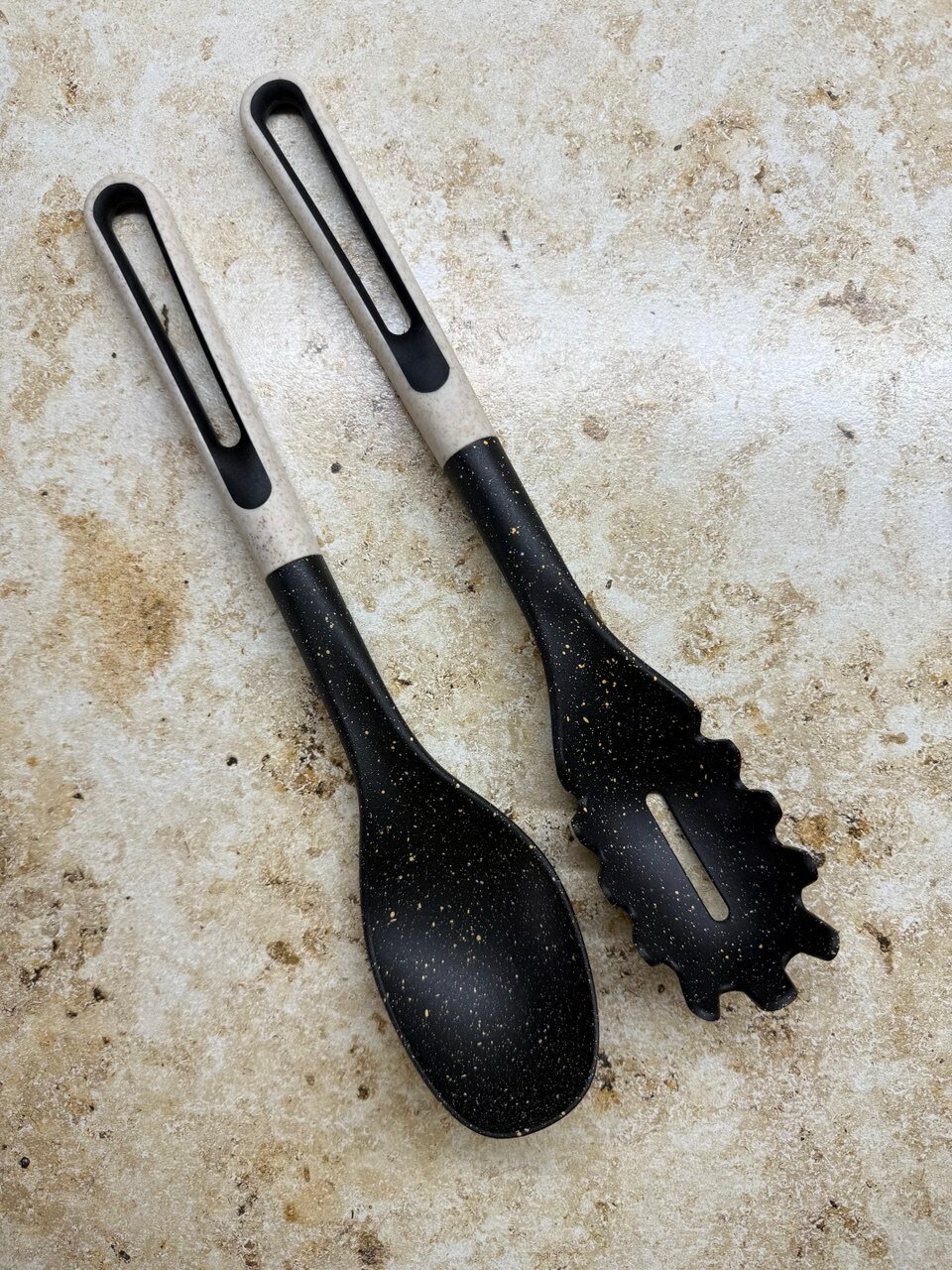 Ложка кухонная + Ложка для спагетти, пластик, 33 см