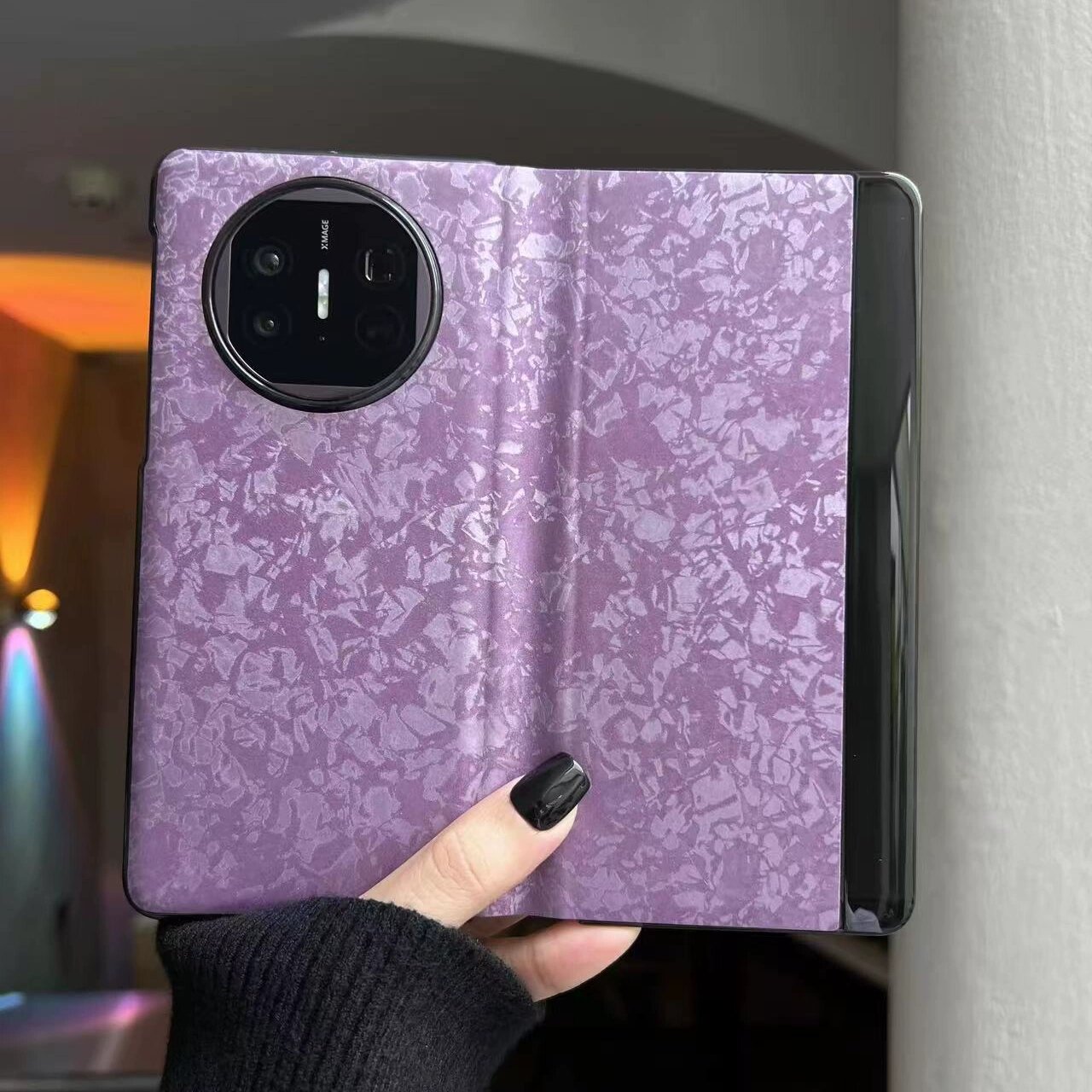 Защитный чехол Vivo X Fold Plus с рисунком «шелл», матовый, пурпурный для Fold Plus