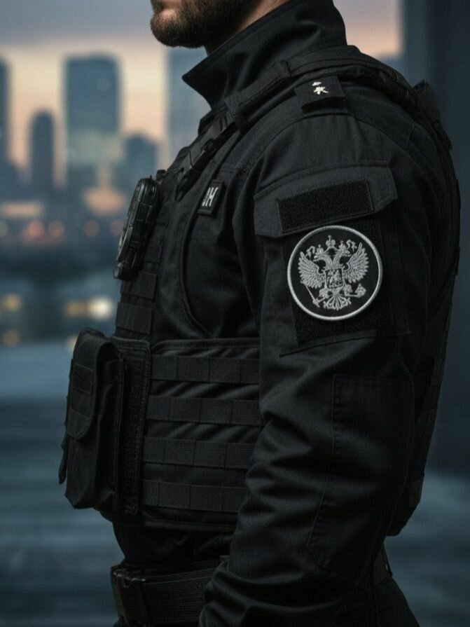 Шеврон на липучке Орел Герб РФ, патч на одежду, рюкзак 8*8см