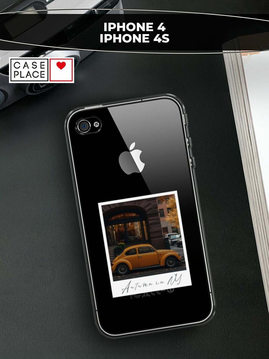 Чехол на Apple iPhone 4/4S / Айфон 4/4S с принтом Осенний палароид