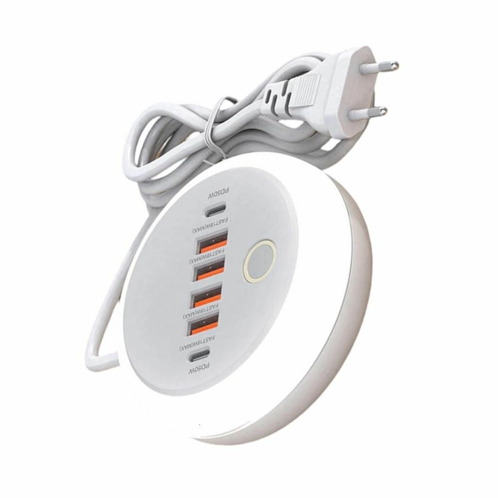 USB-адаптер с 6 портами (2 Type-C + 4 USB) и LED-подсветкой