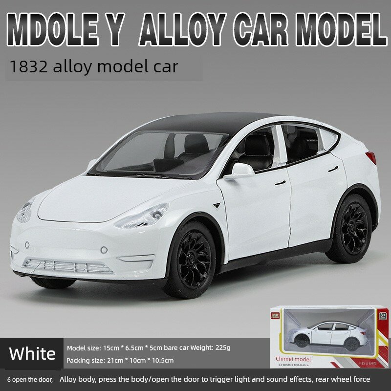 Масштаб 1:32 Tesla Model Y белый металлический автомобильная модель коллекционная игрушка для детей и мальчиков