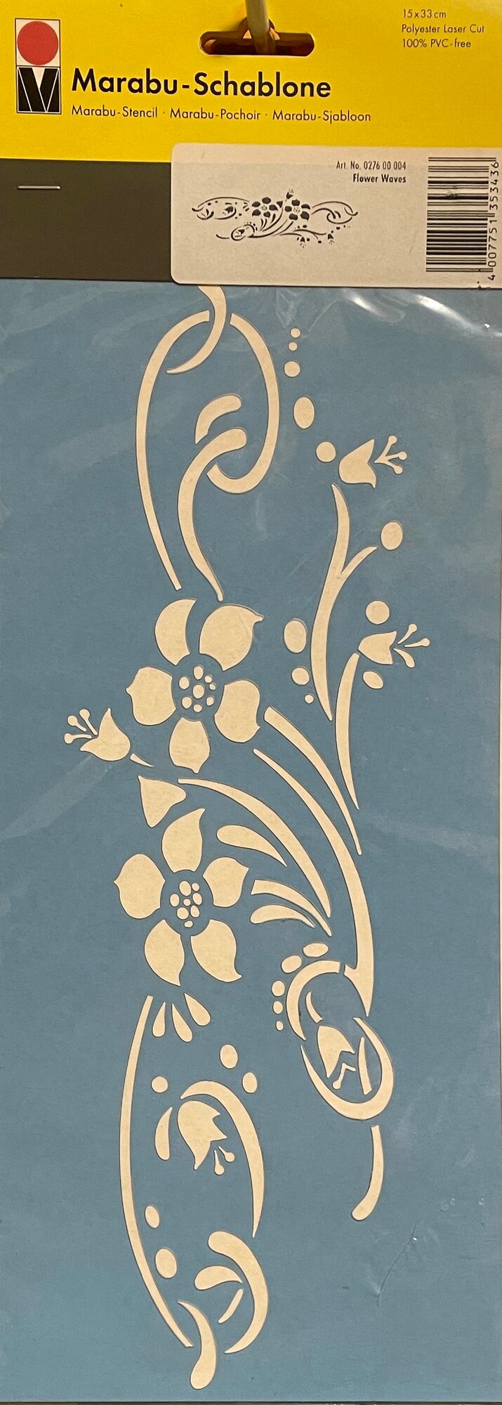 Трафарет Marabu "Цветочный бордюр", 15*33 см