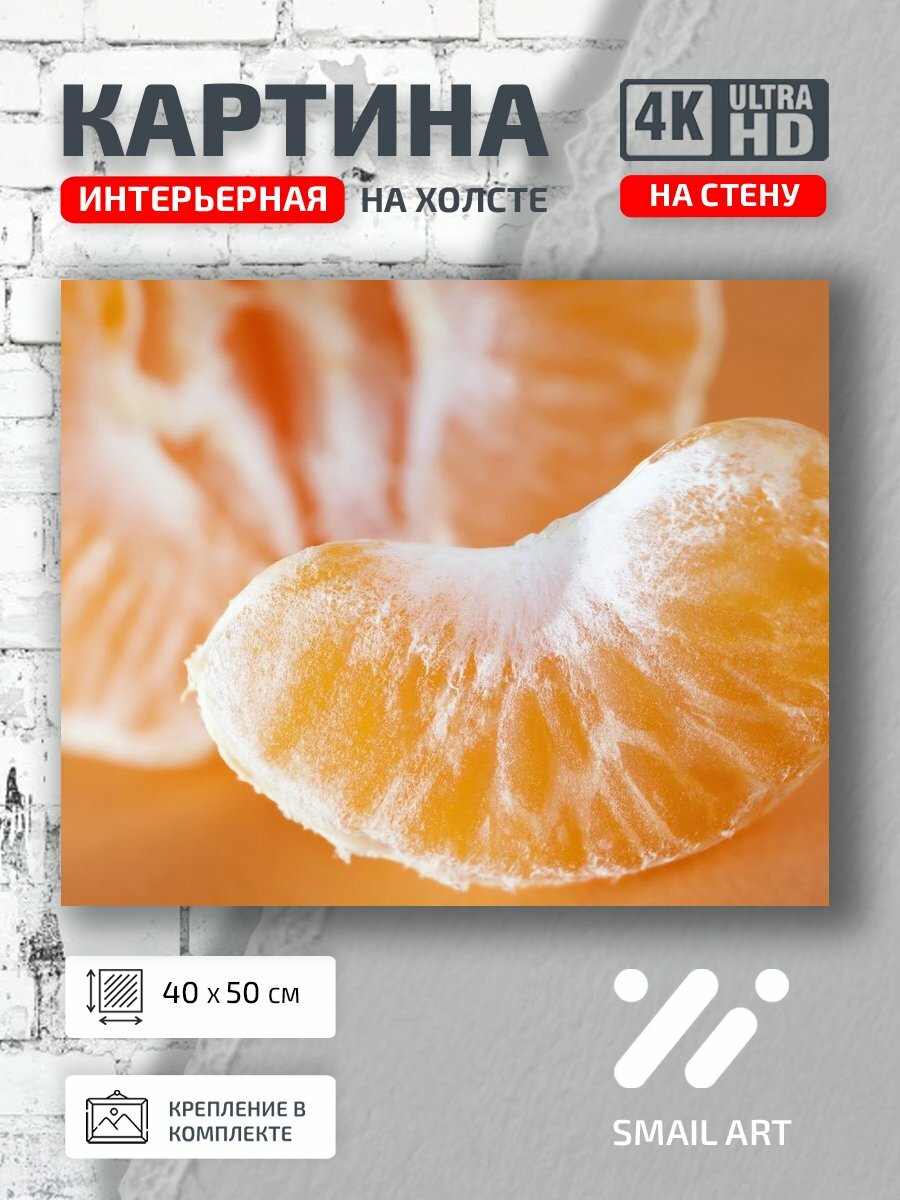 Картина на холсте интерьерная 40 на 50 на стену Мандарина Food для студии кулинария декор
