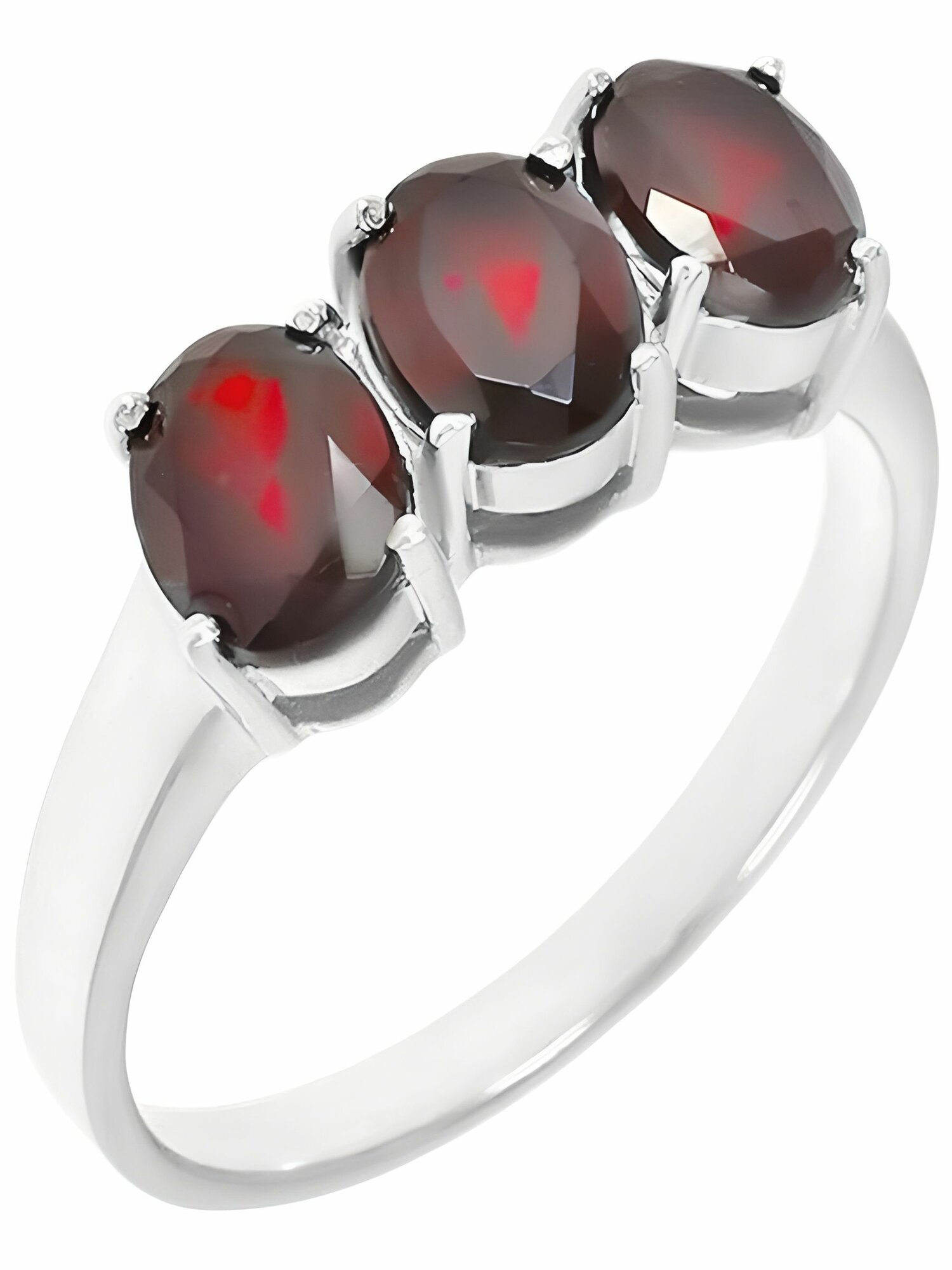 Кольцо тонкое, серебро, 925 проба, родирование, гранат