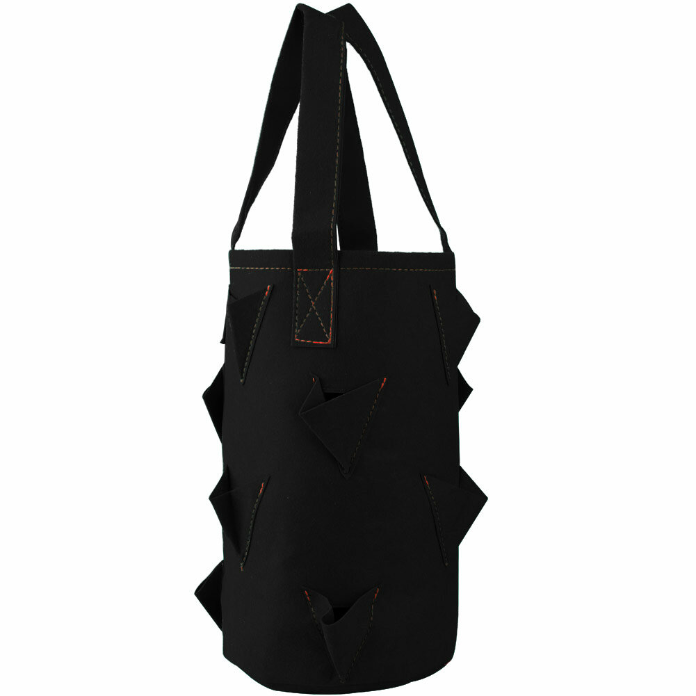 Мешки для выращивания клубники с ручками, 11 отверстий, вертикальные, подвесные, для посадки клубники, фетровые мешки 38 х 22 см, черные