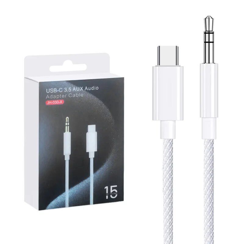 Аудиокабель AUX типа C USB C на разъем 3,5 мм AUX Шнур Автомобильный динамик Адаптер для наушников для iPhone 17 16 15 для Samsung Galaxy Xiaomi