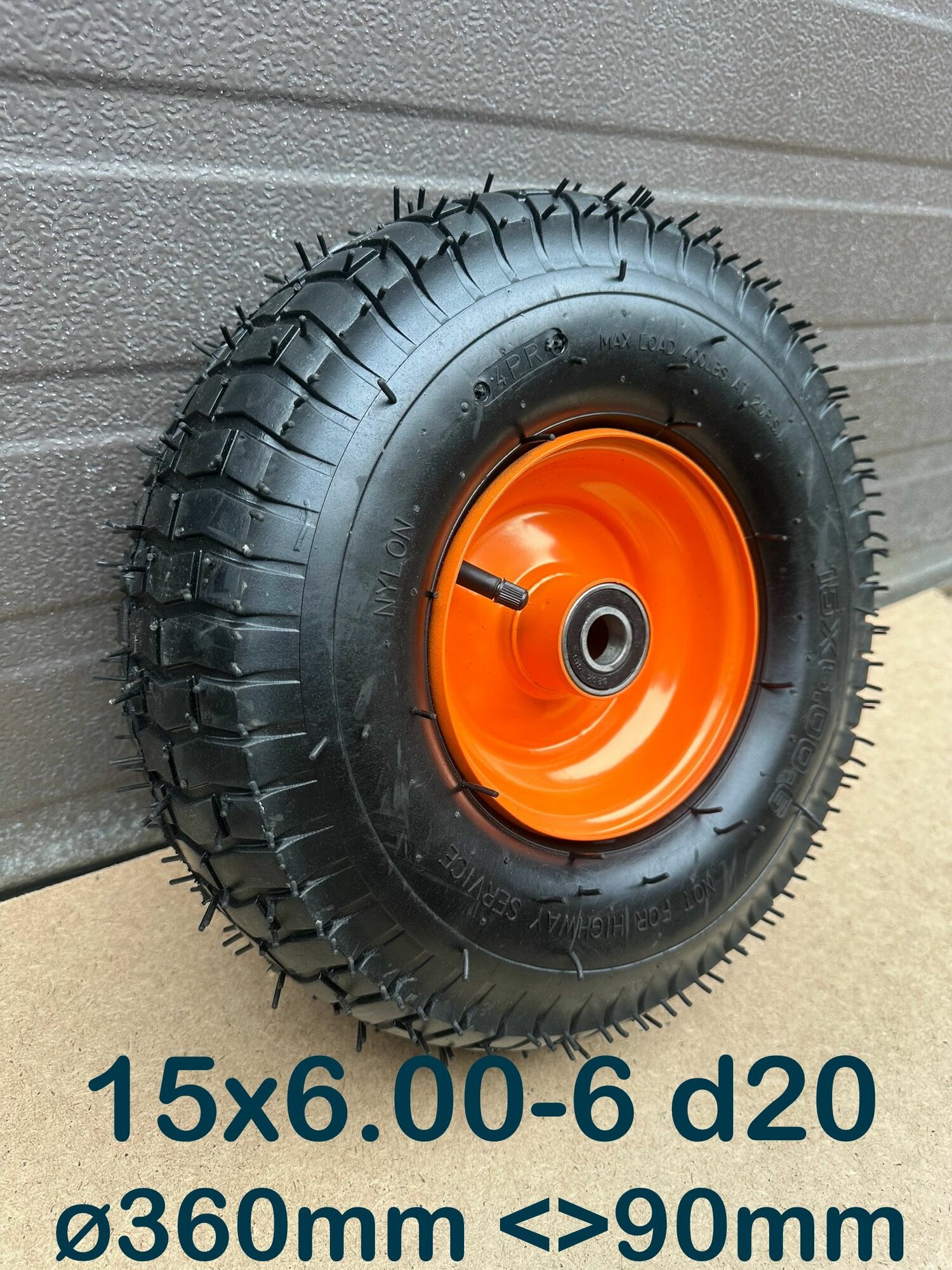 Колесо широкое из мягкой резины Скорпион Премиум 15x6.00-6, симметричное, d20мм, ось 90мм, диаметр 350мм, ширина 130мм