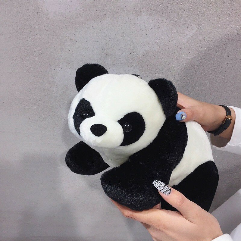 Panda plush tote bag with soft material for shopping and daily commute styleu