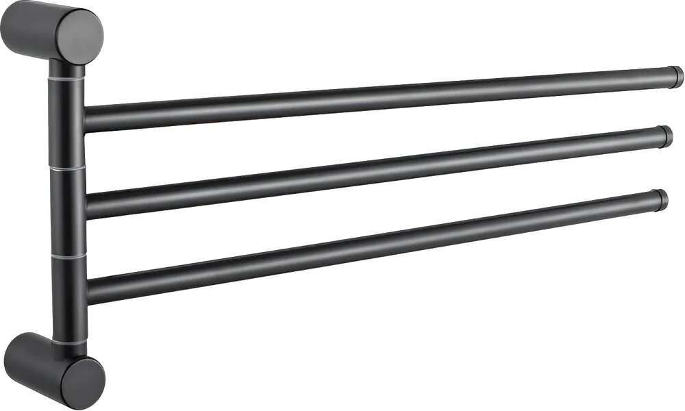 Держатель для полотенец Haiba HB84-7 HB8413-7 поворотный, черный, матовый, из нержавеющей стали, держатель для полотенец в ванную, тройной, круглый