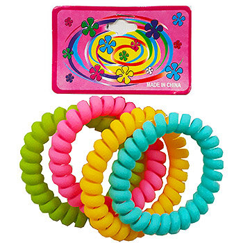 Набор резинок для волос разноцветные спиральки 4шт, европодвес, количество: 12 упаковок